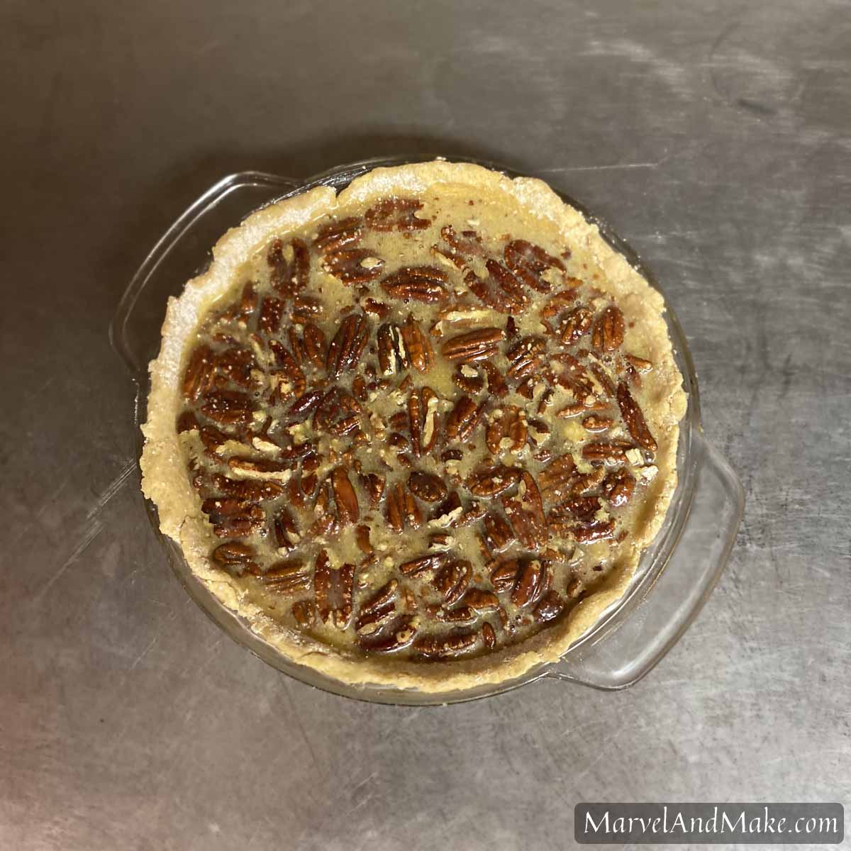 Pecan Pie with a Buttery Crust made from Homemade Flour - Marvel & Make